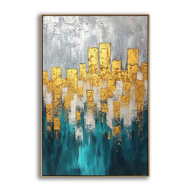 Contemporary Gold Foil City Art